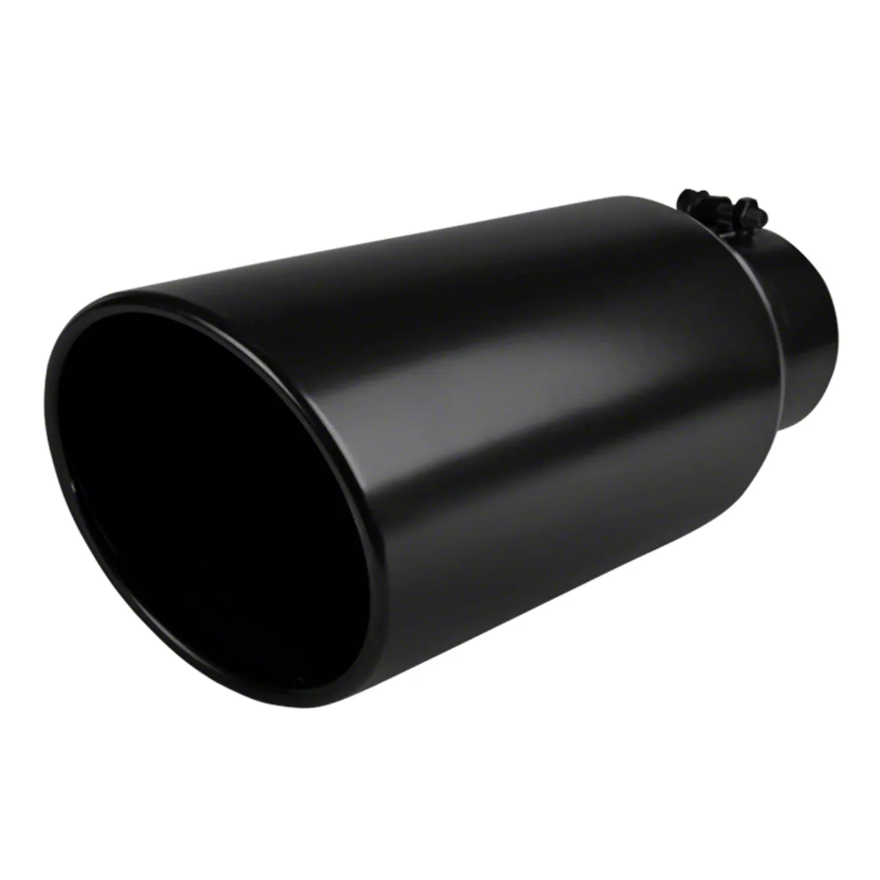 Tundra 6-Inch Bolt-On Angled Exhaust Tip; Black (Fits 4-Inch Tailpipe ...