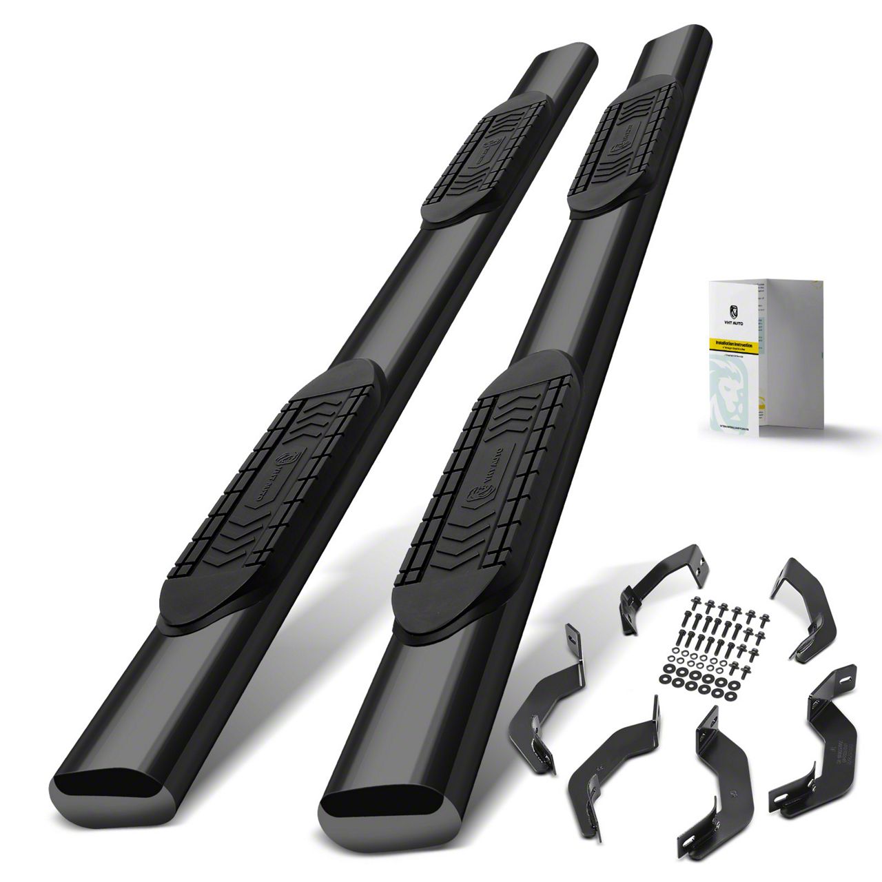 Tundra 6-Inch Oval Straight Side Step Bars; Black (07-21 Tundra Double ...