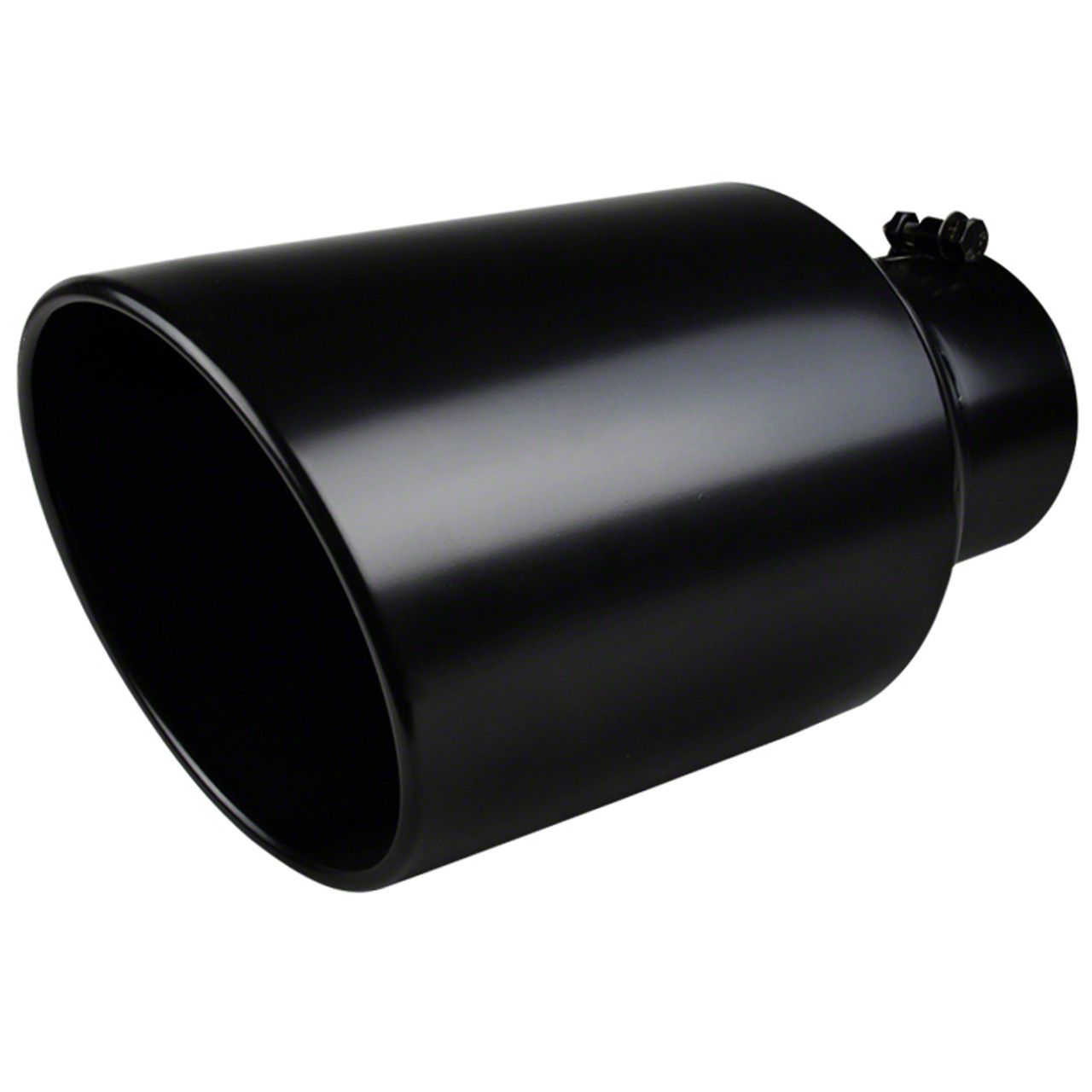 Tundra Angled Cut Rolled End Round Exhaust Tip; 8-Inch; Black (Fits 5 ...