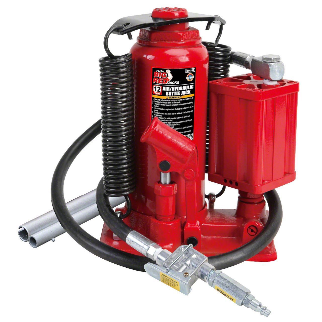 Tundra Big Red Pneumatic Air Hydraulic Bottle Jack; 12-Ton Capacity ...