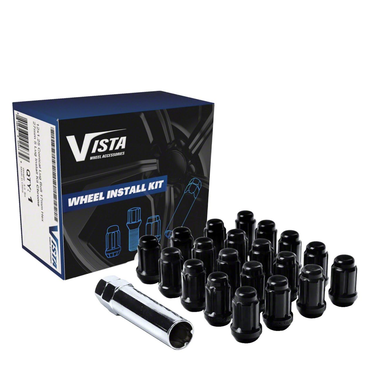 Tundra Black Acorn Spline Lug Nuts for Aftermarket Wheels; M14x1.5; Set ...