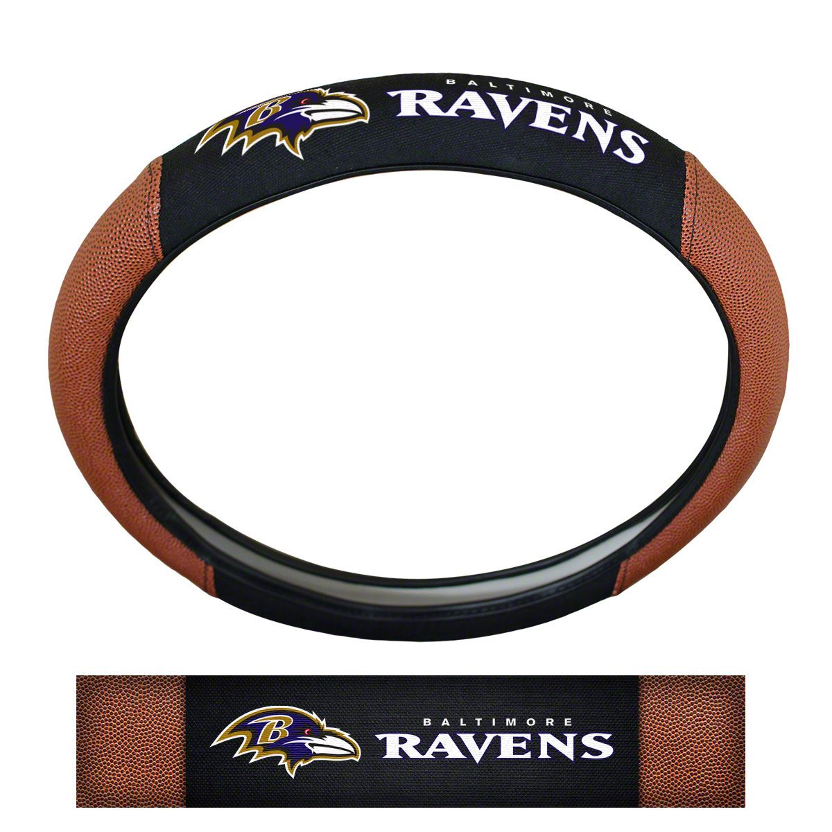 Tundra Grip Steering Wheel Cover with Baltimore Ravens Logo; Tan and ...