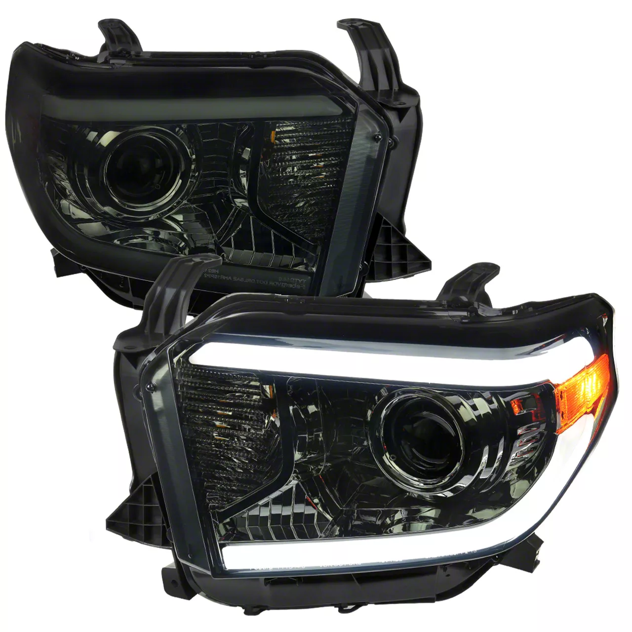 Tundra LED Bar Projector Style Headlights; Chrome Housing; Smoked Lens ...