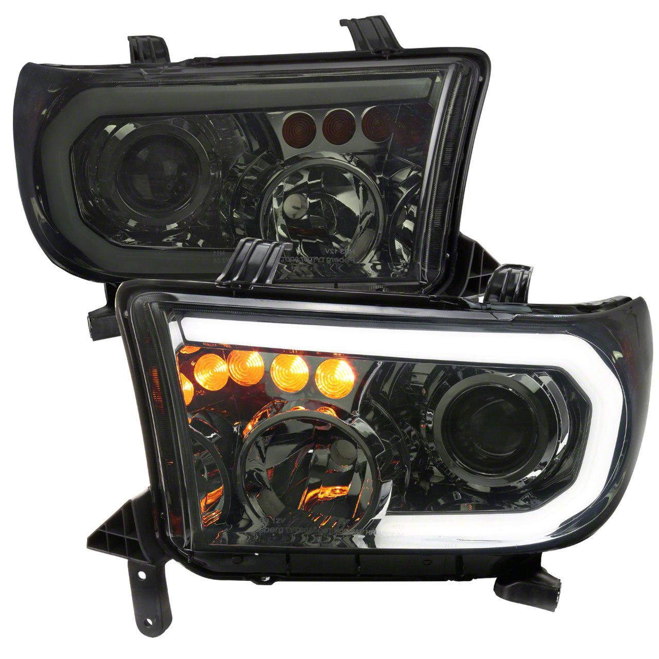 Tundra LED Tube Projector Style Headlights; Chrome Housing; Smoked Lens ...