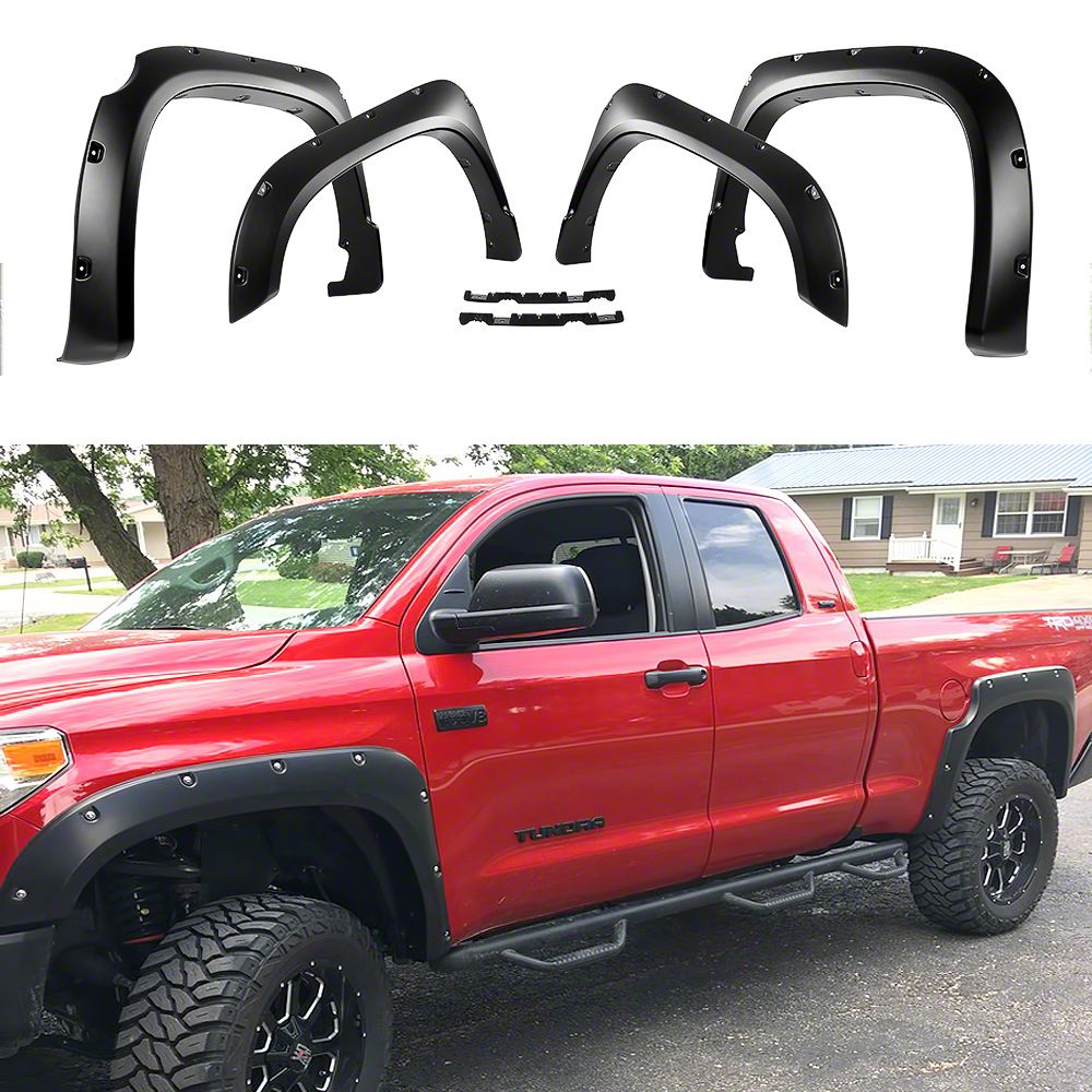 Tundra Pocket Dimple Style Fender Flares; Smooth Black (14-21 Tundra)