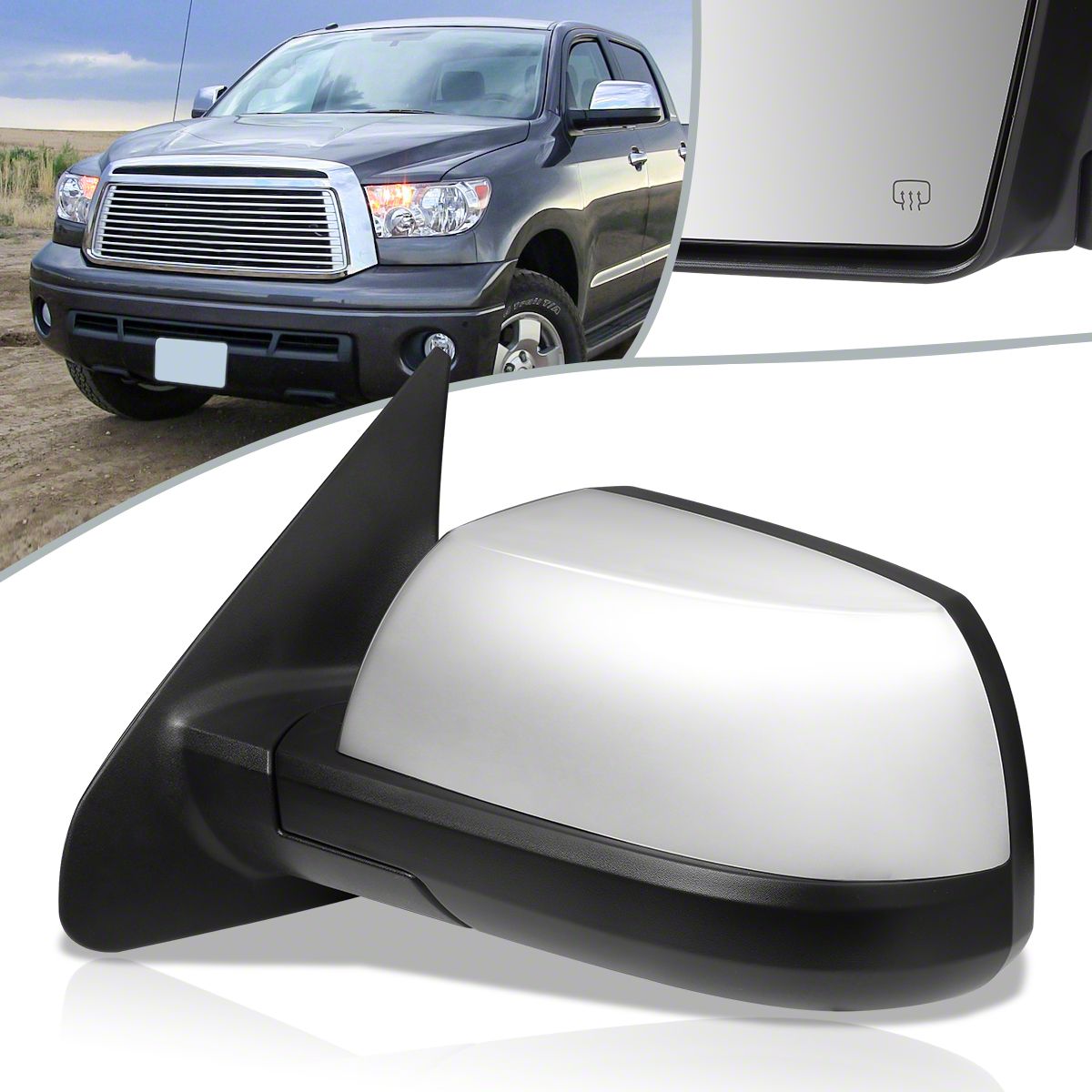 Tundra Powered Heated Folding Mirror; Driver Side; Chrome (07-13 Tundra ...