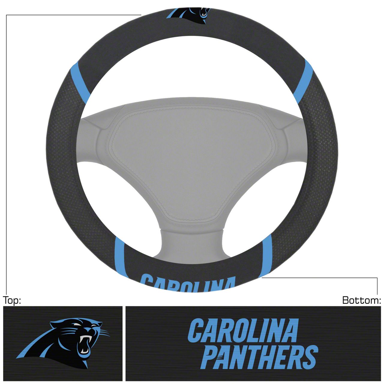Tundra Steering Wheel Cover with Carolina Panthers Logo; Black ...