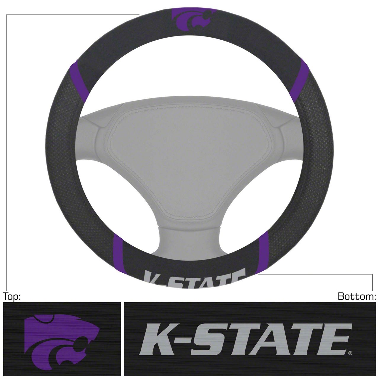 Tundra Steering Wheel Cover with Kansas State University Logo; Black ...