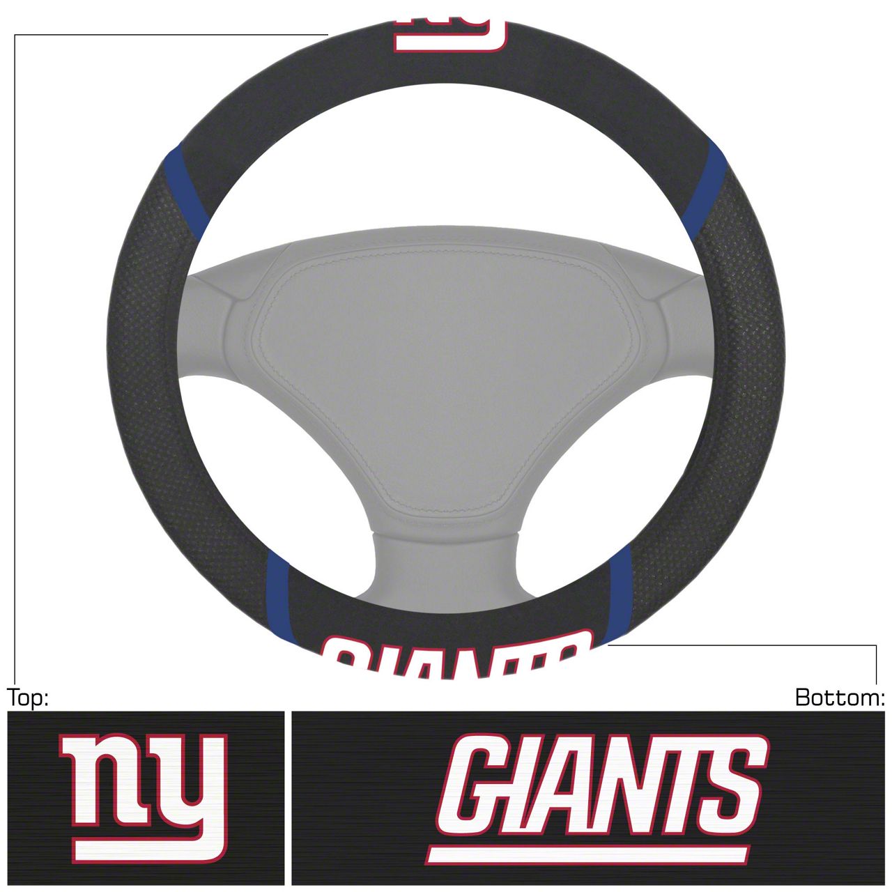 Tundra Steering Wheel Cover with New York Giants Logo; Black (Universal ...