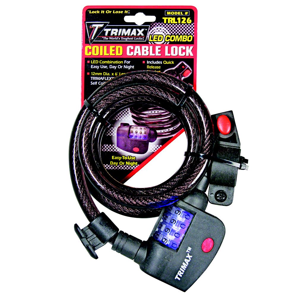 Tundra TRIMAFLEX Coiled Cable Lock with LED Combo Lock and Quick ...
