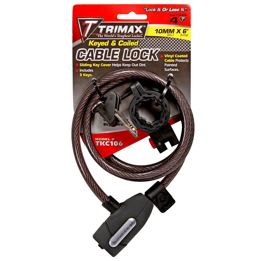 Tundra TRIMAFLEX Coiled Cable Lock with Quick Release Bracket; 6-Foot x 10mm - Free Shipping