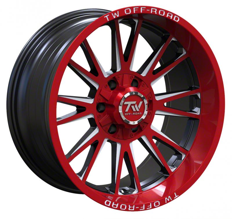 TW Offroad Titan TF2 Black Machined with Red 6-Lug Wheel; 20x10; -12mm ...