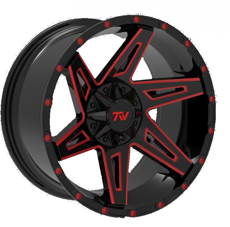 TW Offroad Toyota 4-Runner T4 Spin Gloss Black with Red 6-Lug Wheel ...