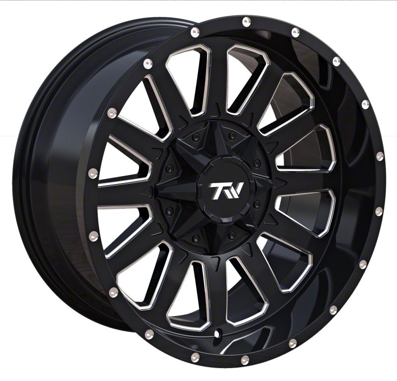 TW Offroad Titan T5 Triangle Gloss Black with Milled Spokes 6-Lug Wheel ...