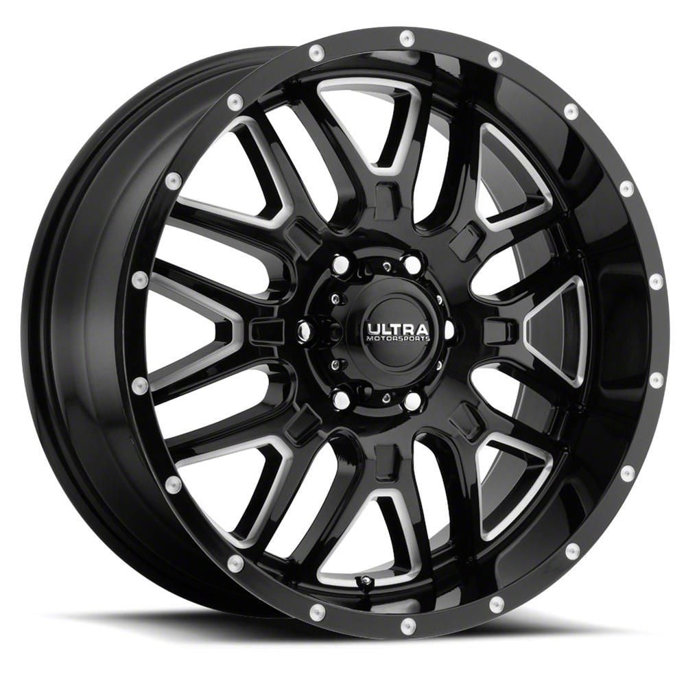 Ultra Wheels Titan XD Hunter Gloss Black Milled 6-Lug Wheel; 20x10 ...