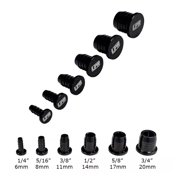 Jeep Wrangler Billet Vacuum Hose Plug; 1/4-Inch/6mm; Black (Universal ...