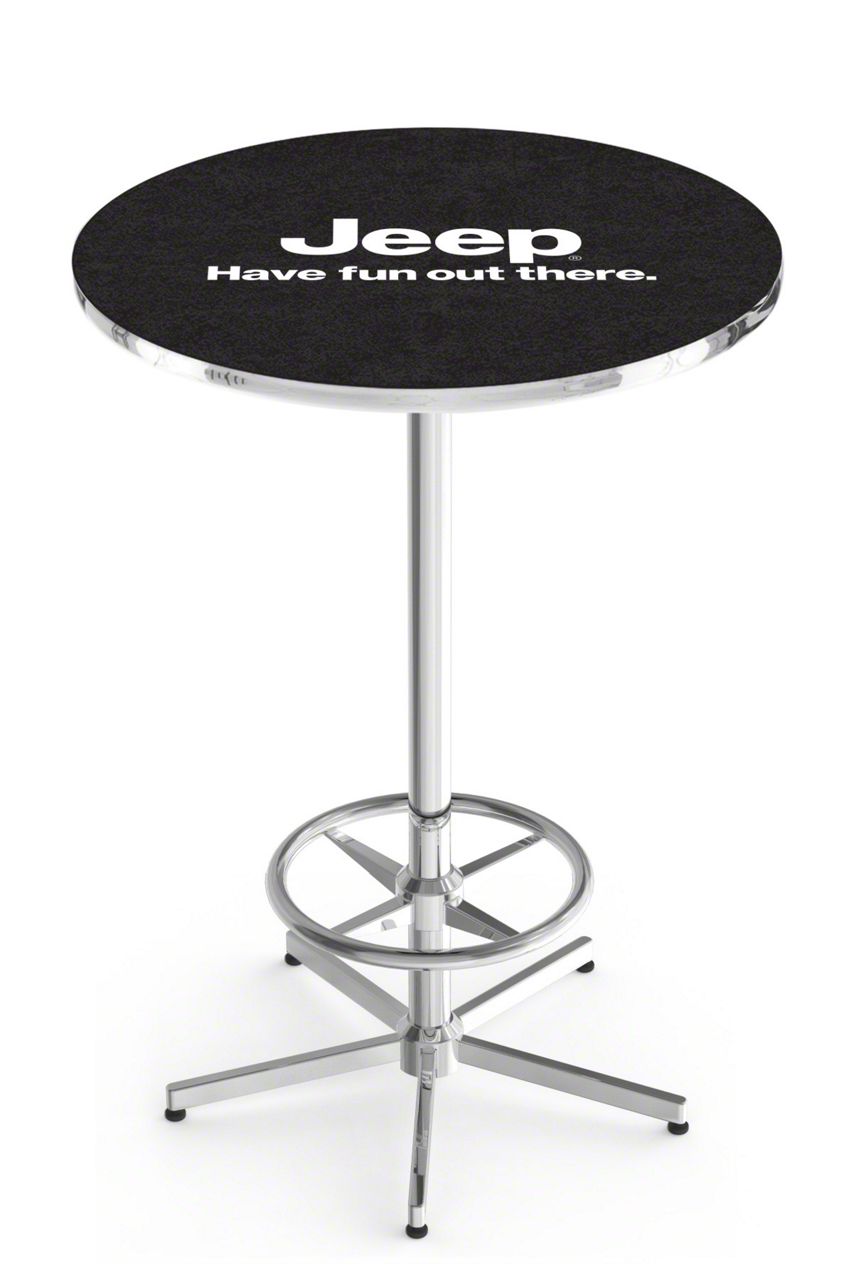Universal XT 42-Inch Tall Pub Table with Jeep Logo; 36-Inch Top; Chrome ...