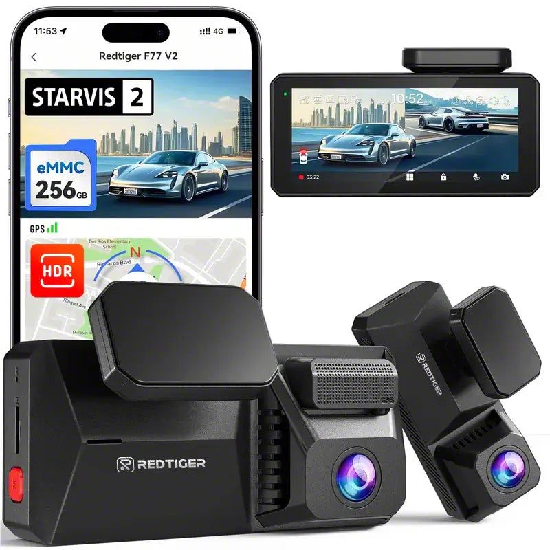 Universal XT 4K+1080P Windshield Dash Cam with Suction Cup Mount; 128GB ...
