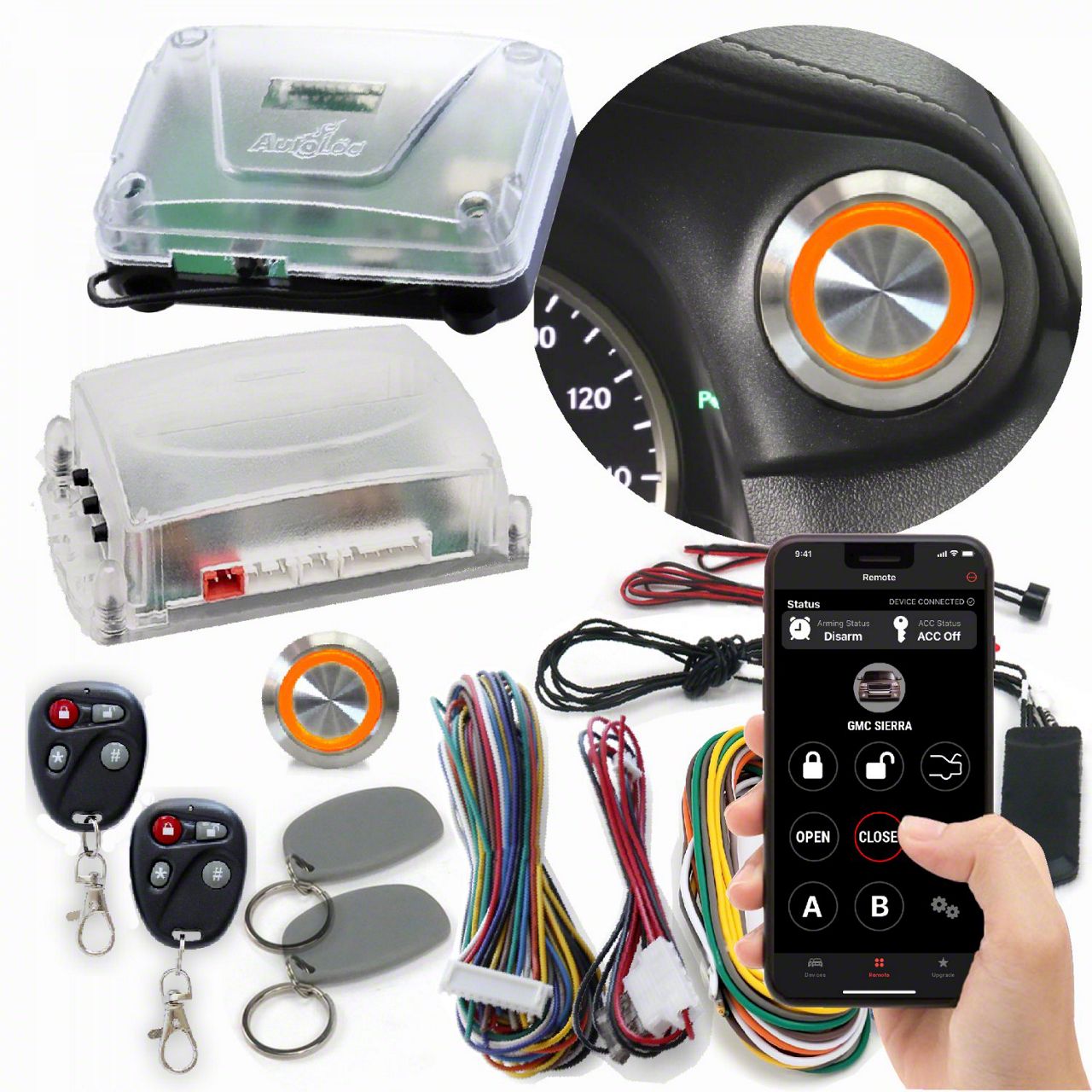 Universal XT Billet Push Button Engine Start/Stop with Keyless Entry ...