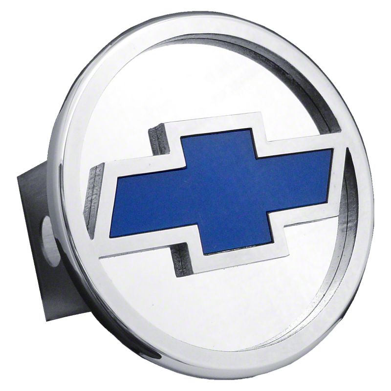 Universal XT Chevrolet Hitch Cover; Chrome/Blue Fill (Universal; Some ...