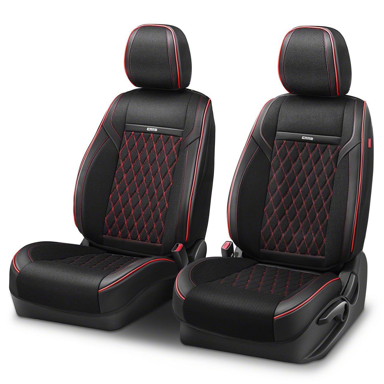Universal XT Diamond Series Front Bucket Seat Covers; Black Leatherette ...