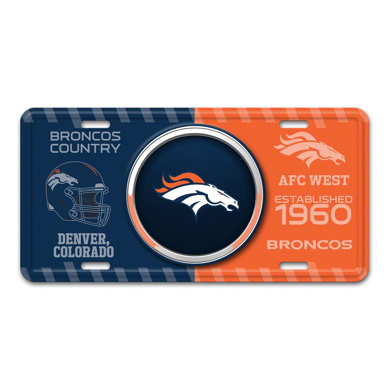 Universal XT Embossed Metal License Plate with Denver Broncos Logo ...