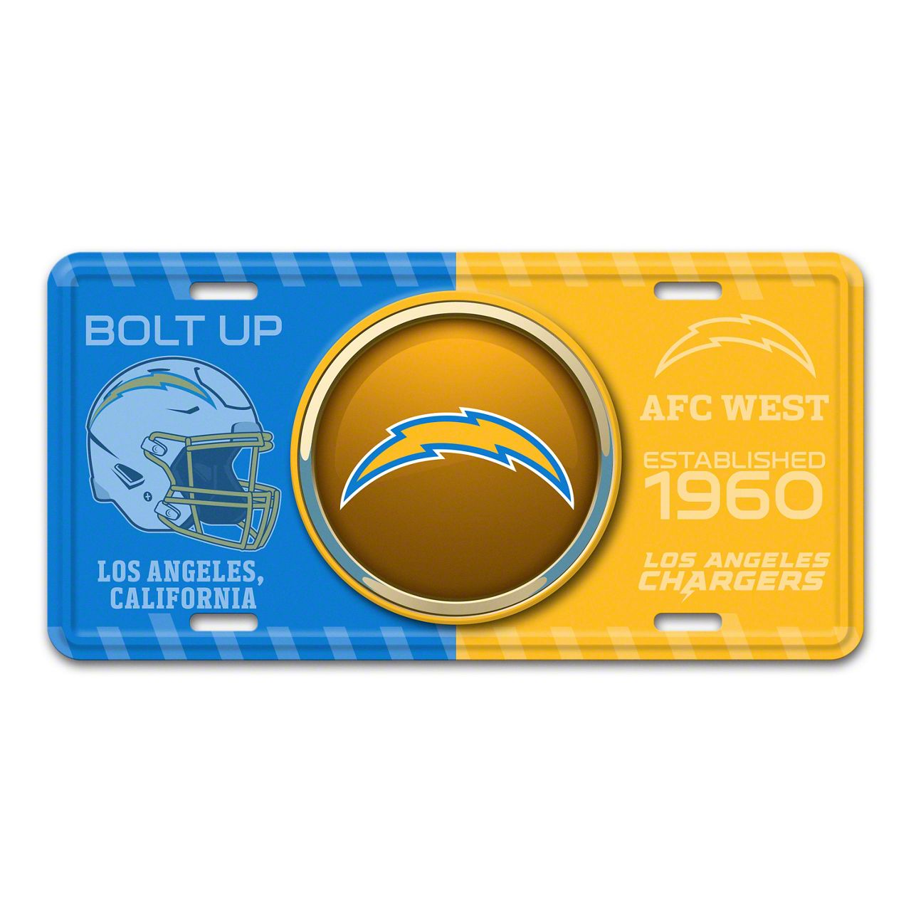 Universal XT Embossed Metal License Plate with Los Angeles Chargers ...
