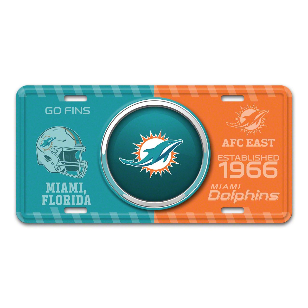 Universal XT Embossed Metal License Plate with Miami Dolphins Logo ...