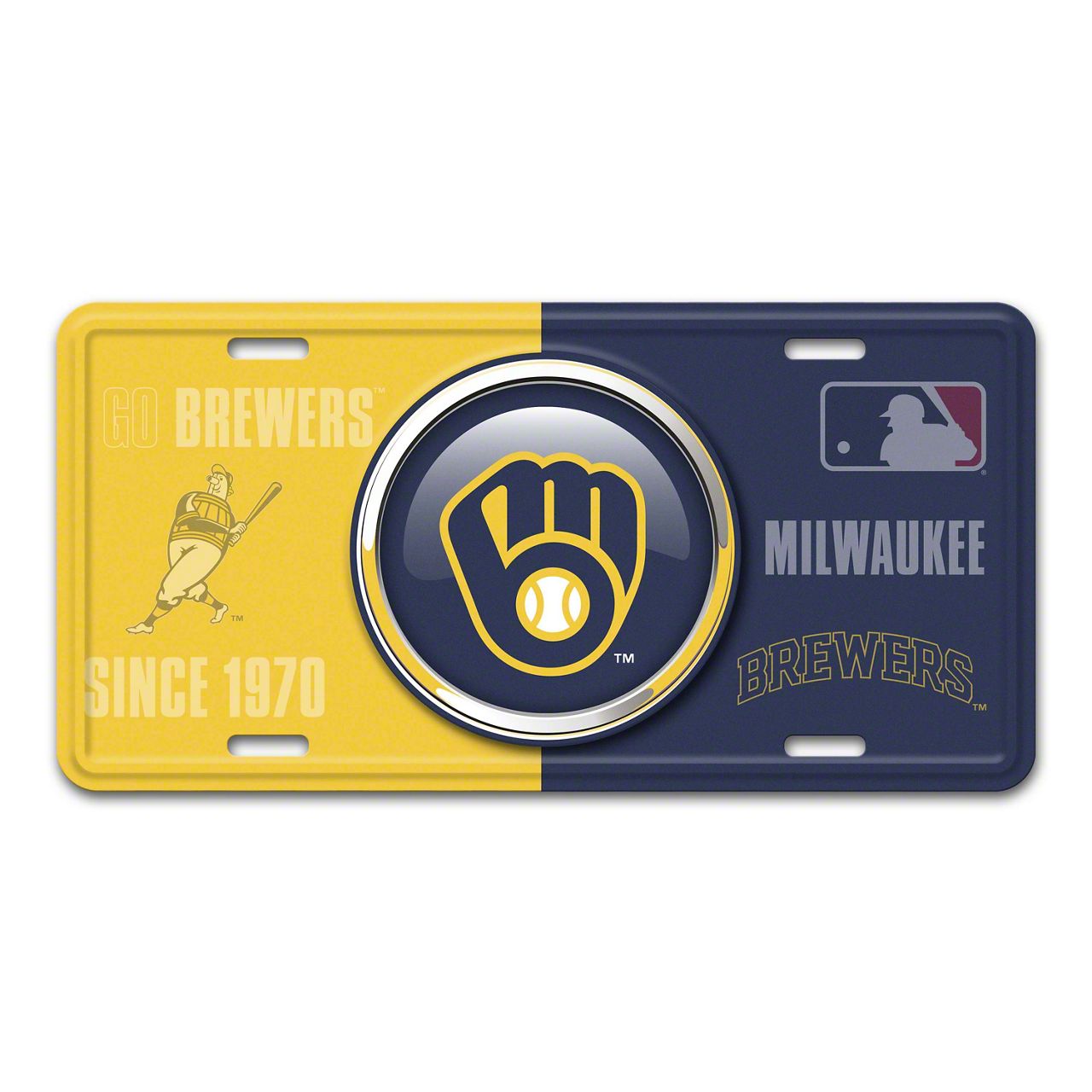 Universal XT Embossed Metal License Plate with Milwaukee Brewers Logo ...