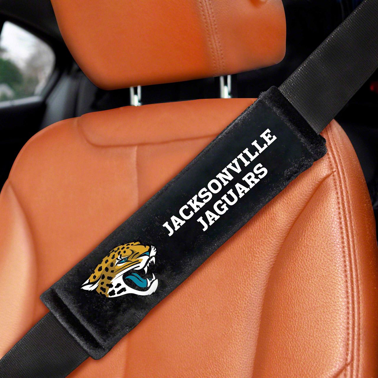 Universal XT Embroidered Seatbelt Pads with Jacksonville Jaguars Logo; Black (Universal; Some ...