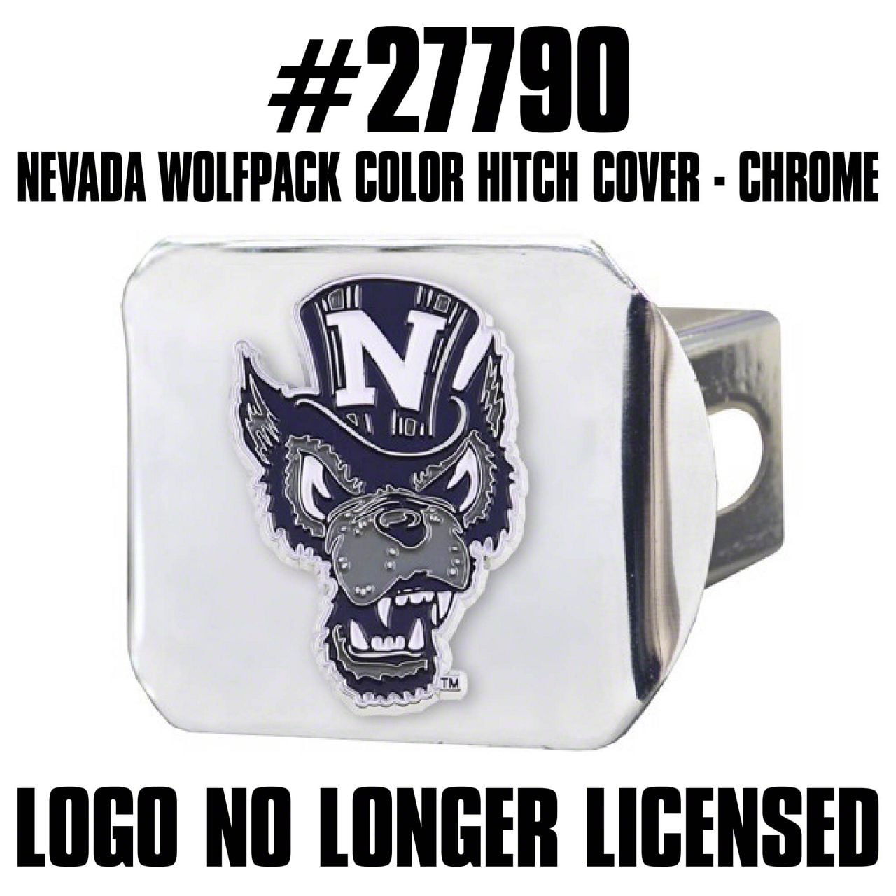 Universal XT Hitch Cover with University of Nevada Logo; Chrome ...