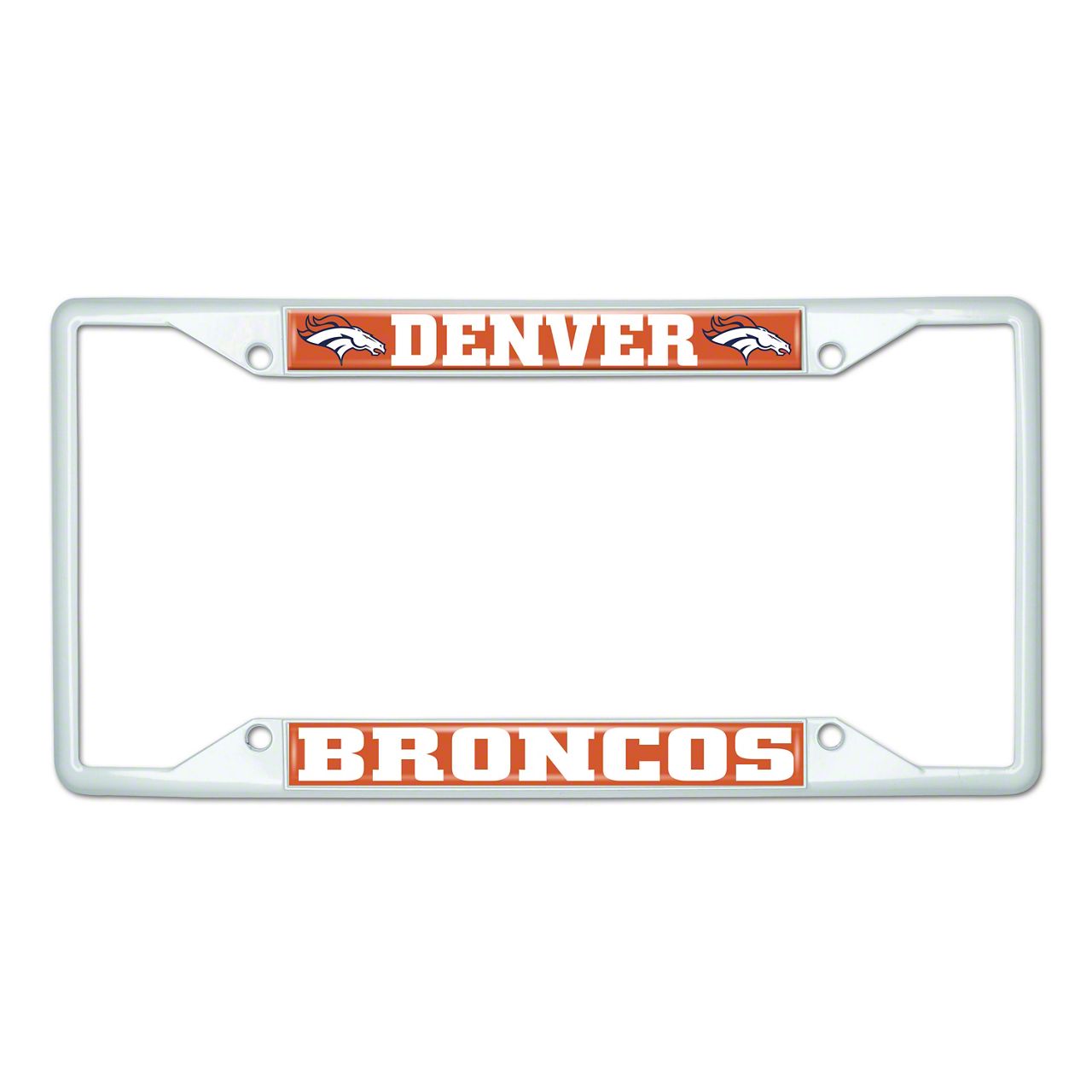 Universal XT License Plate Frame with Denver Broncos; White (Universal ...