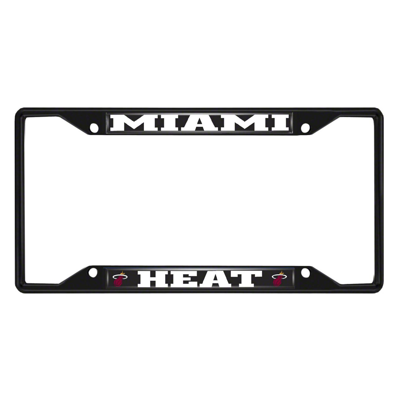 Universal XT License Plate Frame with Miami Heat Logo; Black and Chrome ...