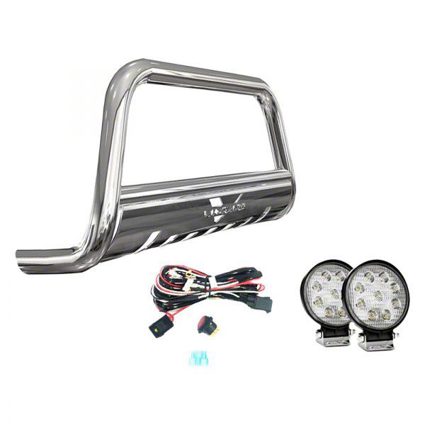 Tacoma Bull Bar with 4.50-Inch Round LED Lights; Stainless Steel (16-23 ...