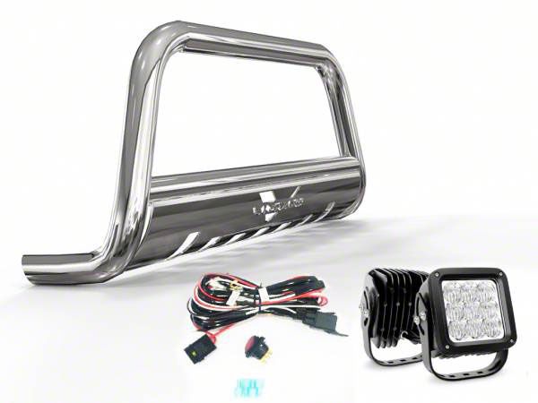 Titan Bull Bar with 4.50-Inch LED Cube Lights; Stainless Steel (04-15 ...