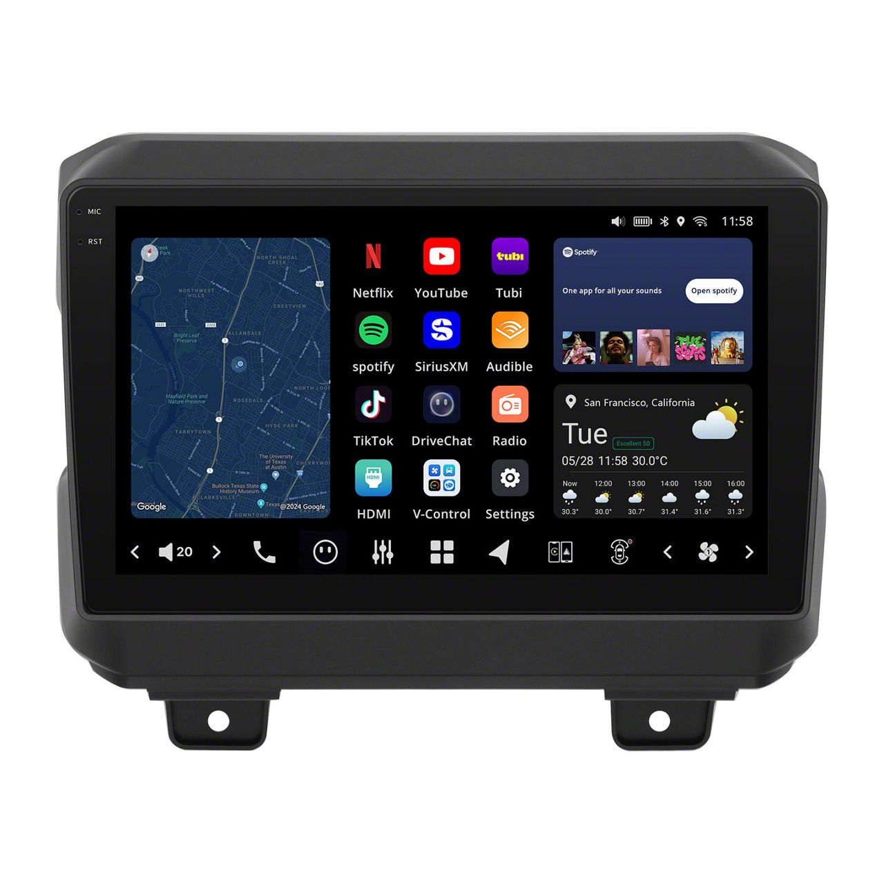 Vinland by Navos Jeep Gladiator Vision Series 9-Inch Custom-Fit Plug-n-Play Radio V13WR182309 ...
