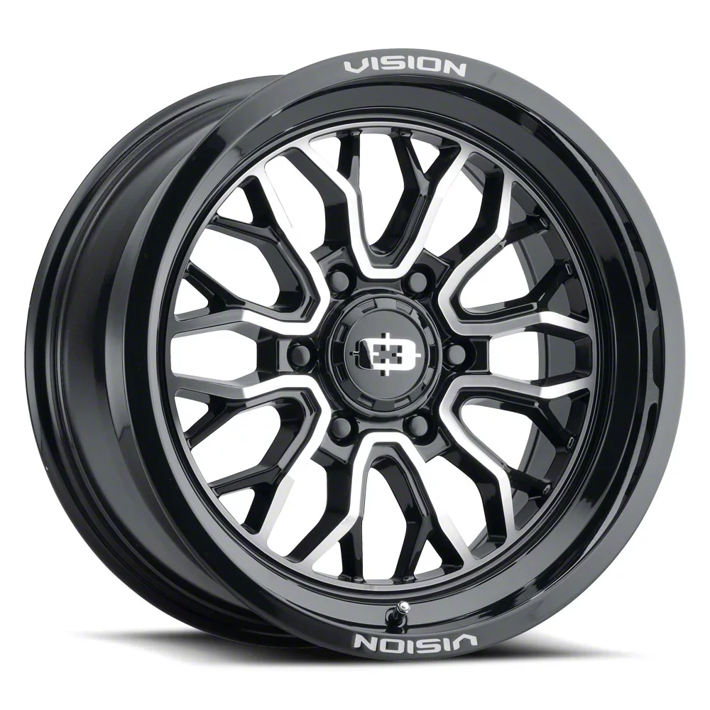 Vision Off-Road Titan Riot Gloss Black Machined 6-Lug Wheel; 18x9; 12mm ...