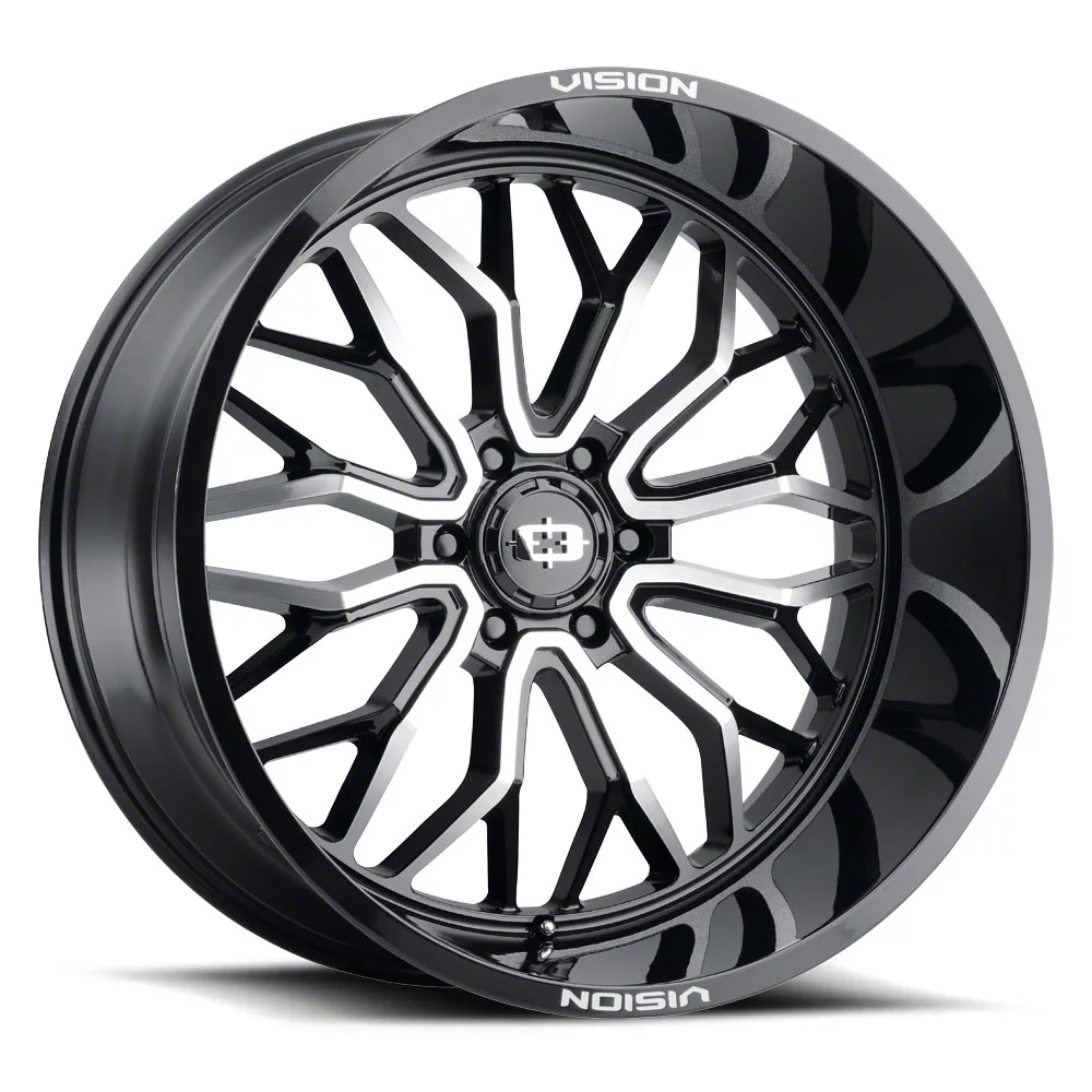 Vision Off-Road Bronco Riot Gloss Black Machined 6-Lug Wheel; 20x9 ...