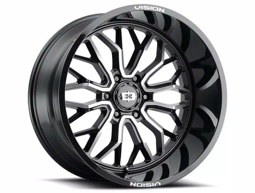 Vision Off-Road Bronco Riot Gloss Black Machined 6-Lug Wheel; 22x10 ...