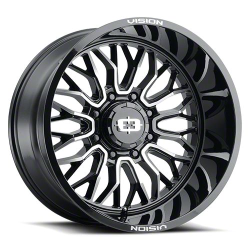 Vision Off-Road Bronco Riot Gloss Black Machined 6-Lug Wheel; 22x12 ...