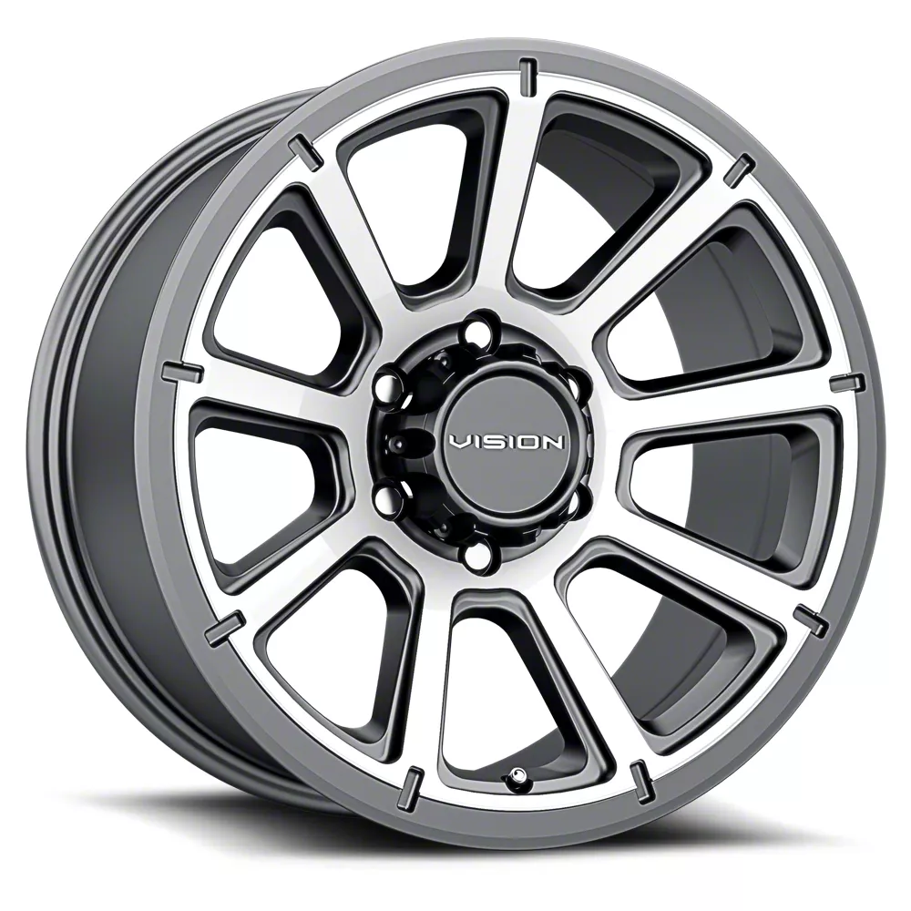 Vision Off-Road Bronco Turbine Gunmetal Machined Face 6-Lug Wheel; 18x9 ...