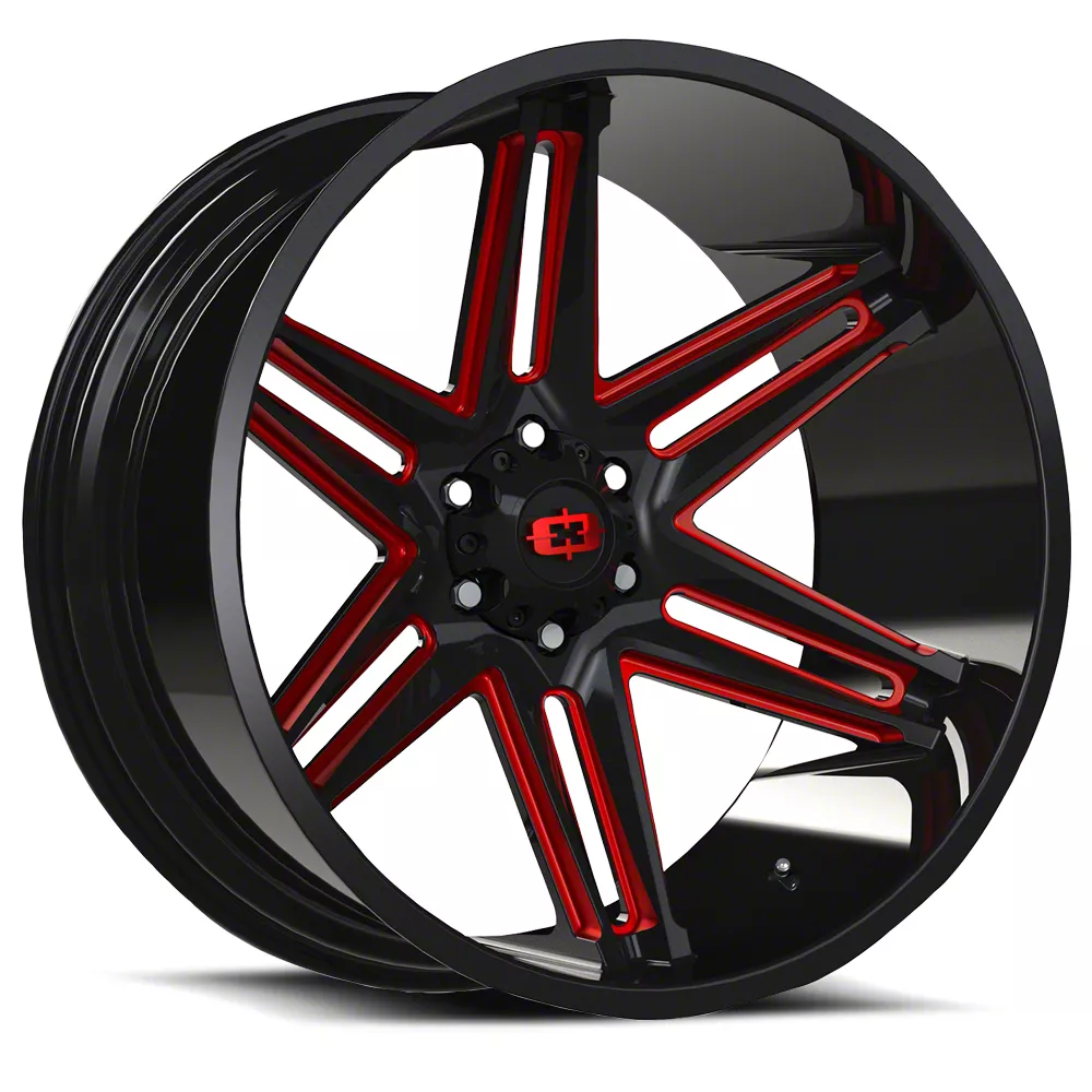 Vision Off-Road Jeep Wrangler Razor Gloss Black Milled Spoke with Red ...