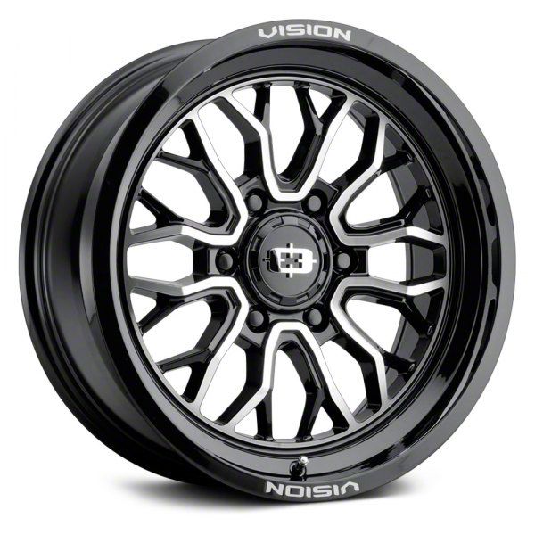Vision Off-Road Tacoma Riot Gloss Black Machined 6-Lug Wheel; 20x10 ...