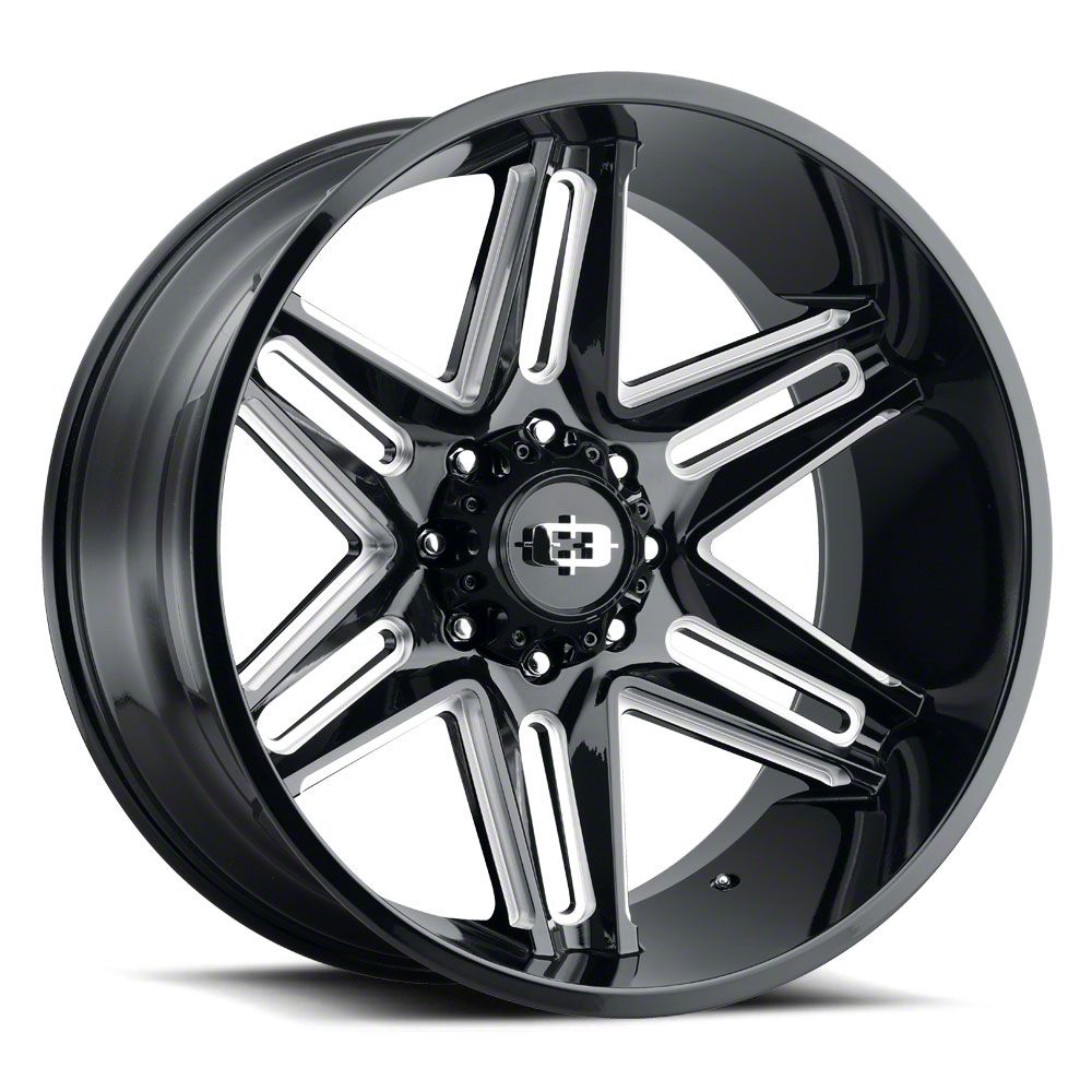 Vision Off-Road Titan Razor Gloss Black Milled Spoke 6-Lug Wheel; 22x10 ...