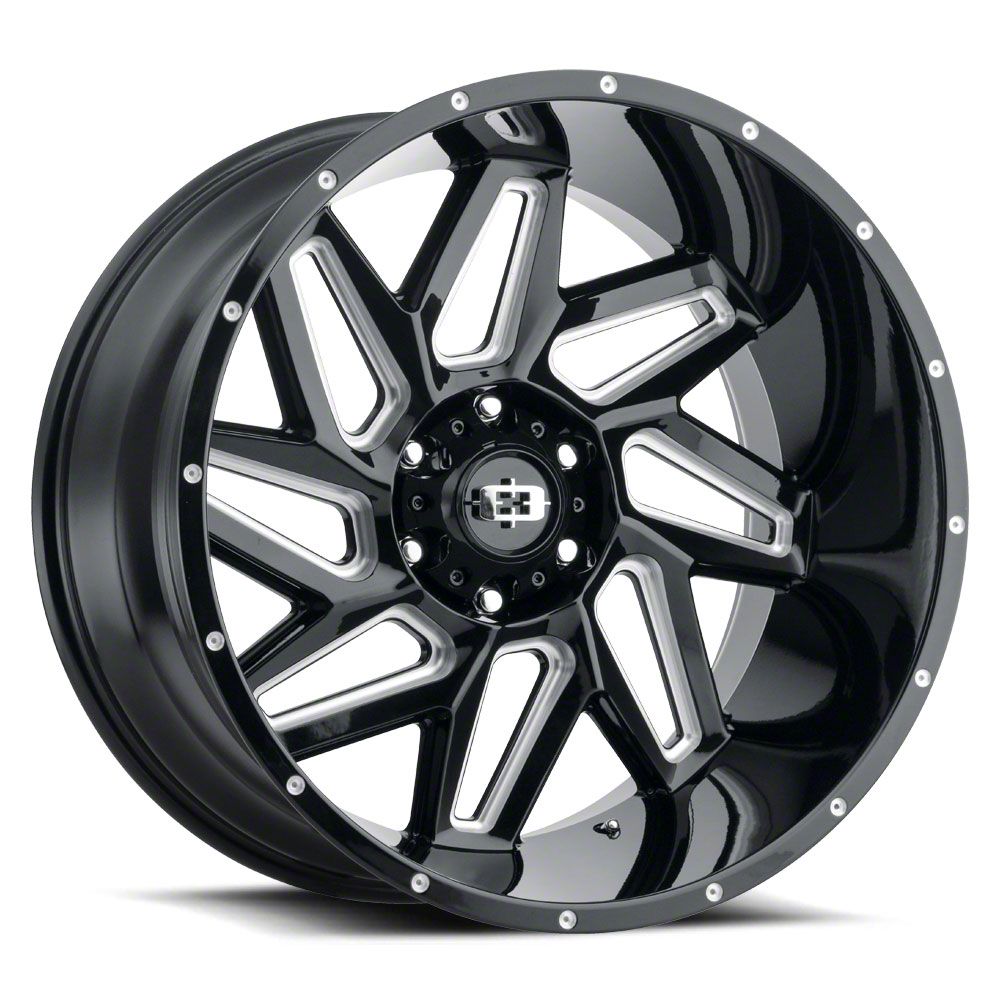 Vision Off-Road Titan Spyder Gloss Black Milled Spoke 6-Lug Wheel; 20x9 ...