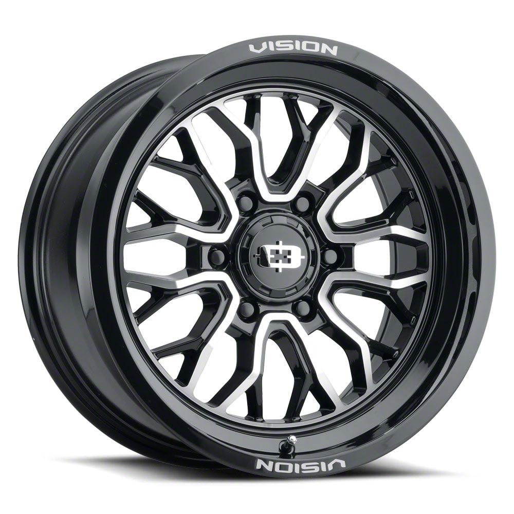 Vision Off-Road Titan XD Riot Gloss Black Machined 6-Lug Wheel; 18x9 ...