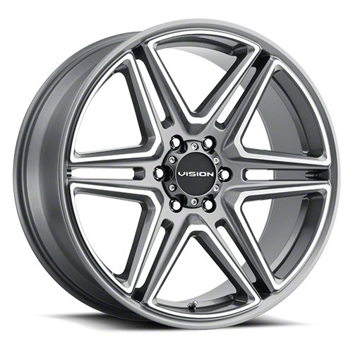 Vision Wheel Titan Wedge Gunmetal Machined 6-Lug Wheel; 24x9.5; 30mm ...