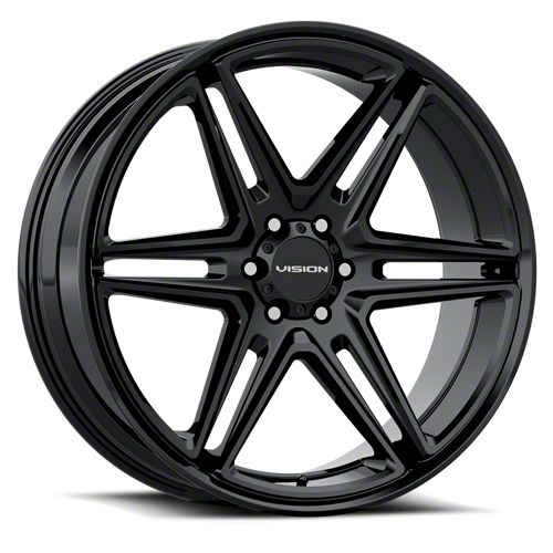 Vision Wheel Bronco Wedge Gloss Black 6-Lug Wheel; 24x9.5; 30mm Offset ...