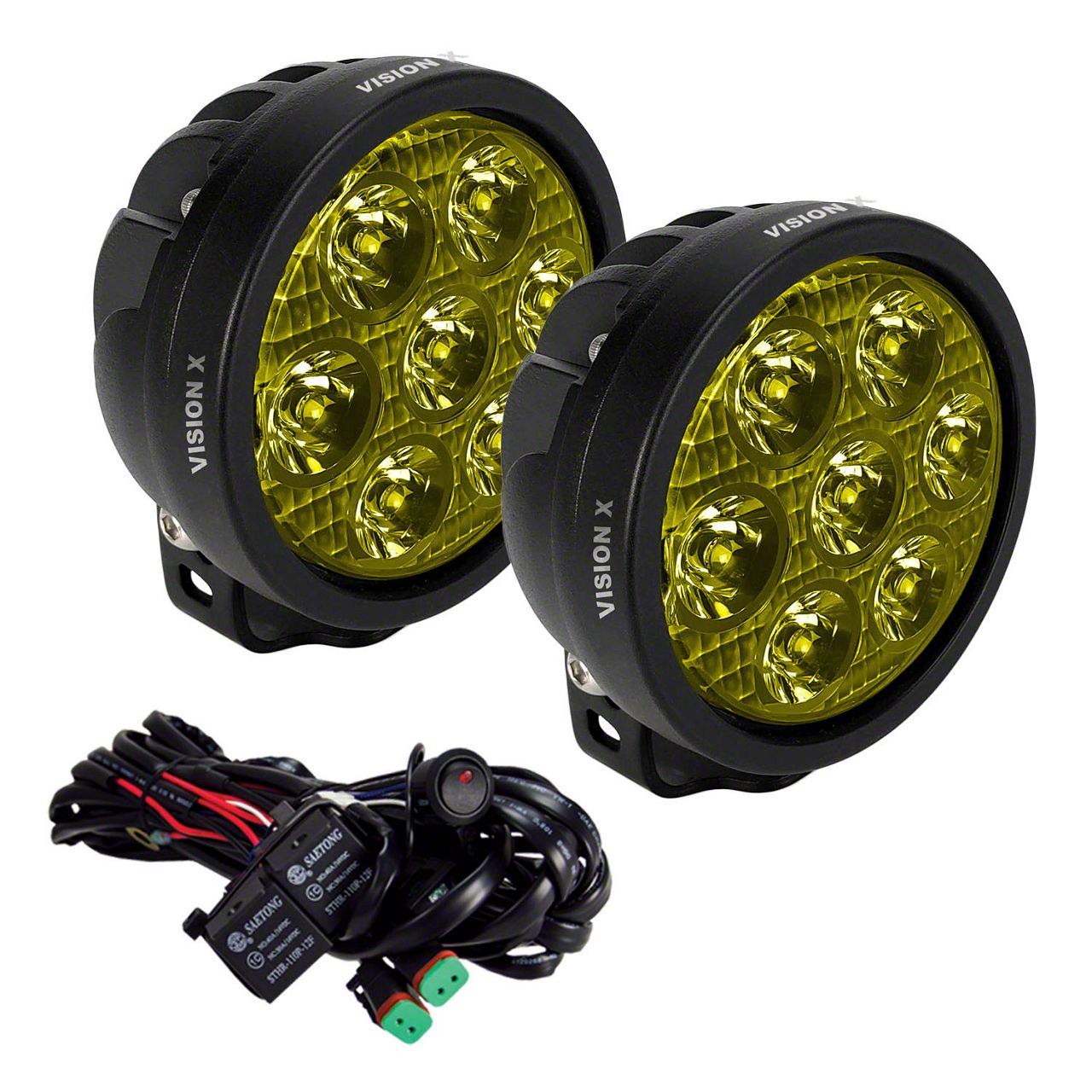 Vision X Jeep Wrangler 4.50-Inch Cannon Race Series 7 LED Driving Light ...