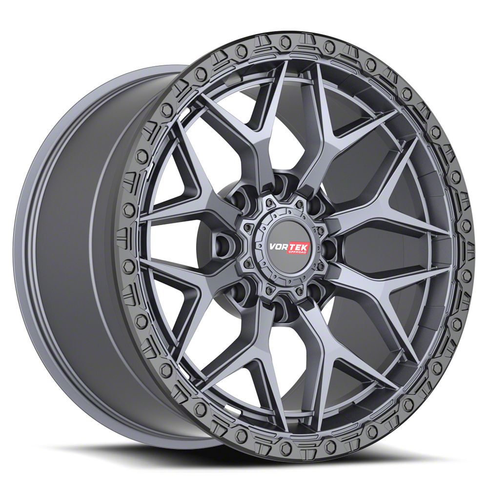Vortek Off-Road Titan VRT-603 Matte Titanium with Black Bead Ring 6-Lug ...